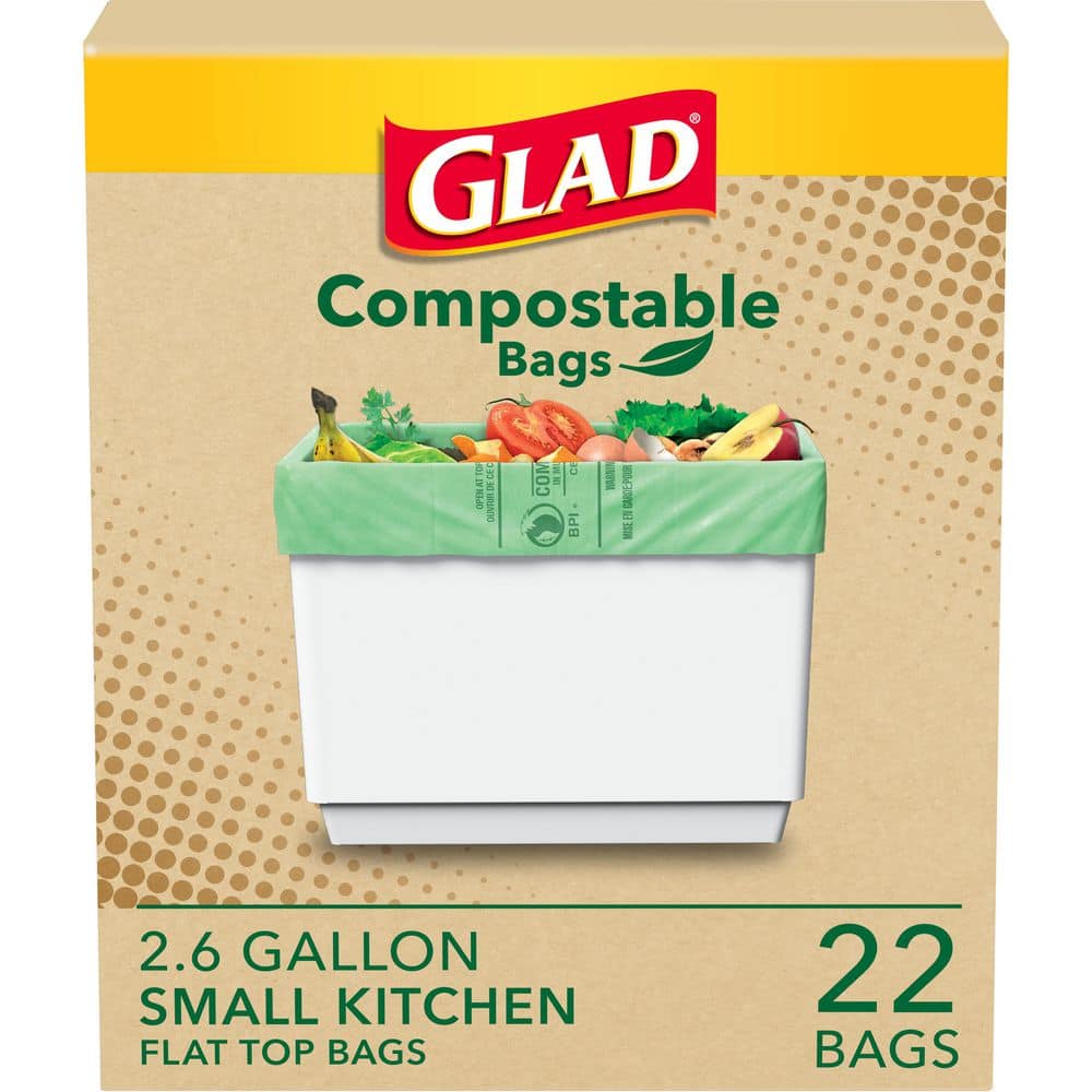 Glad 2.6 Gal. Compostable Small Kitchen Trash Bags (22-Count ...
