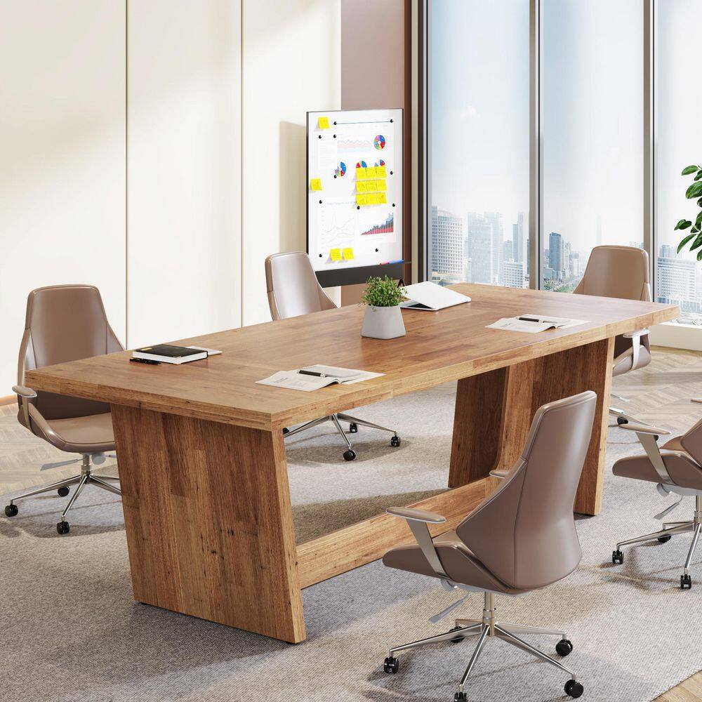 BYBLIGHT 70.87 in. Rectangular Walnut Wood Executive Computer Desk with ...