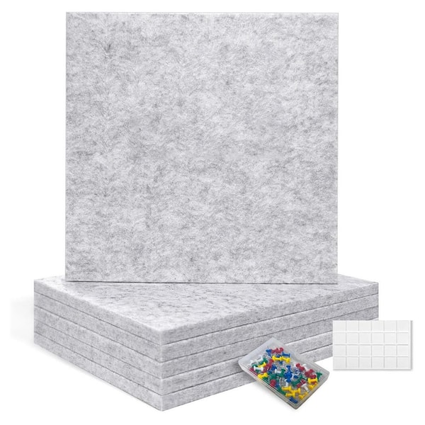 Afoxsos 11.8 x 11.8 Light Grey Felt Bulletin Board with Push Pins ...