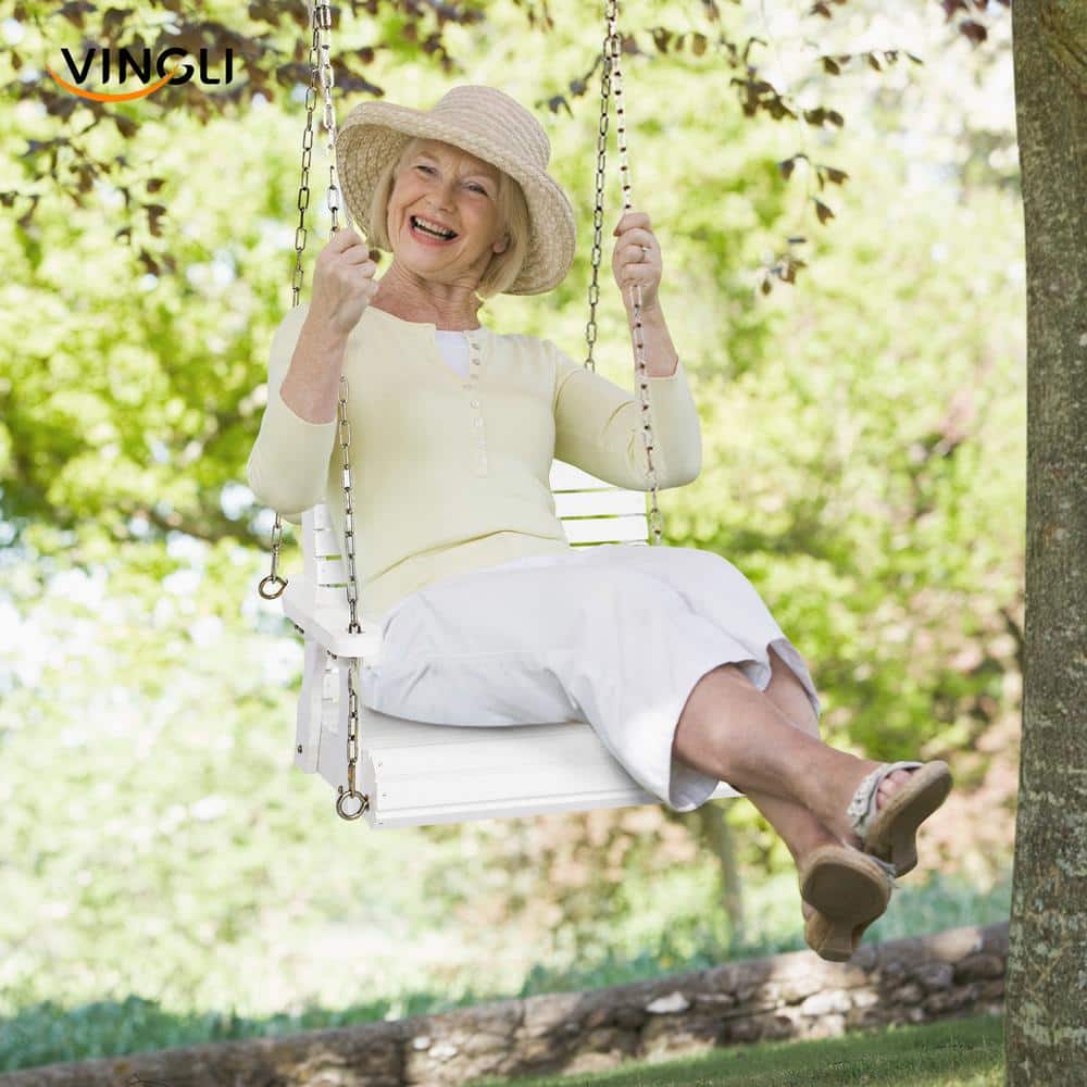 Karl home 1-Person Wood Porch Swing 281938799468 - The Home Depot