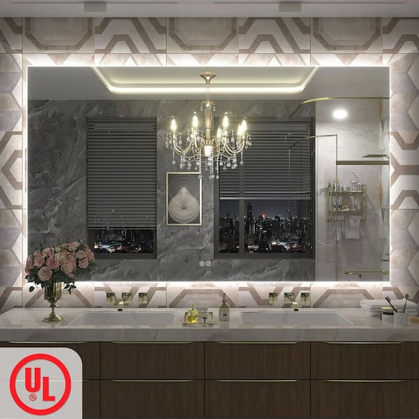 Apmir 66 in. W x 40 in. H Rectangular Frameless UL Certified LED ...