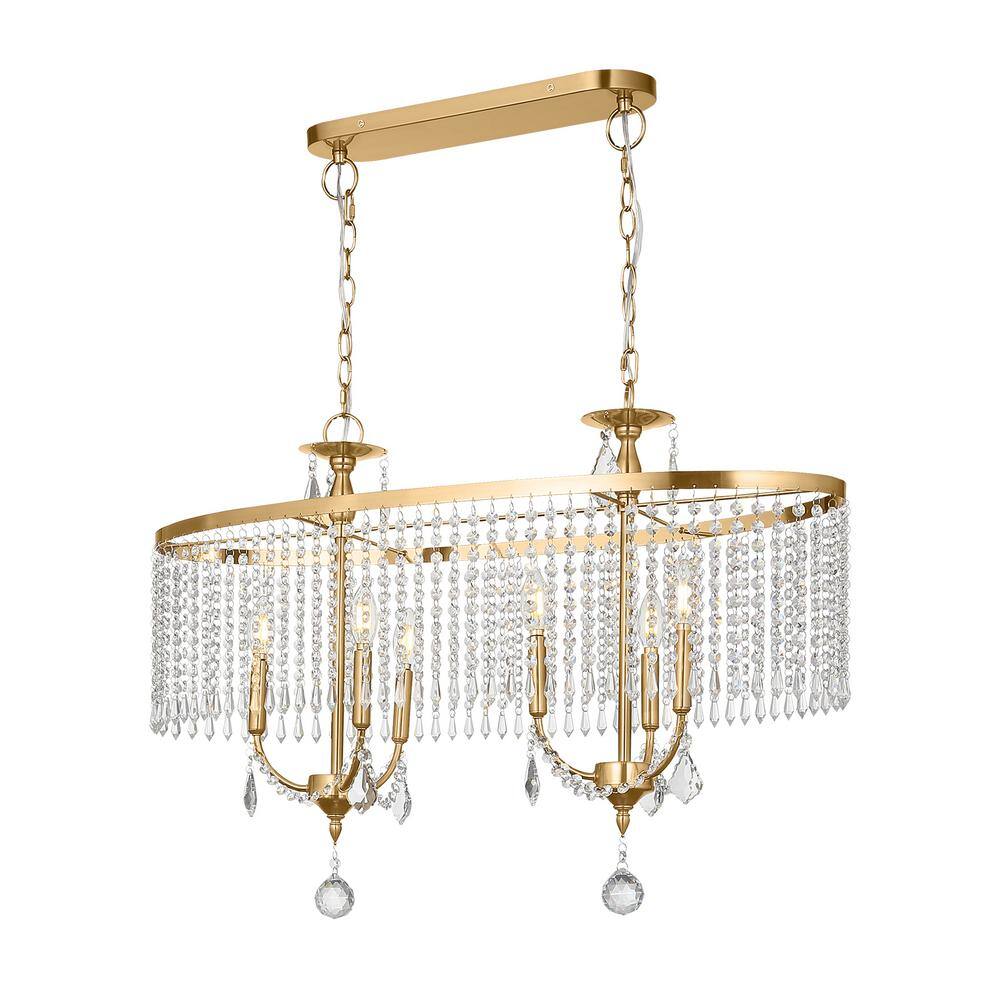 pasentel 6-Light Modern Gold Hanging Chandelier Pendant Lighting with ...