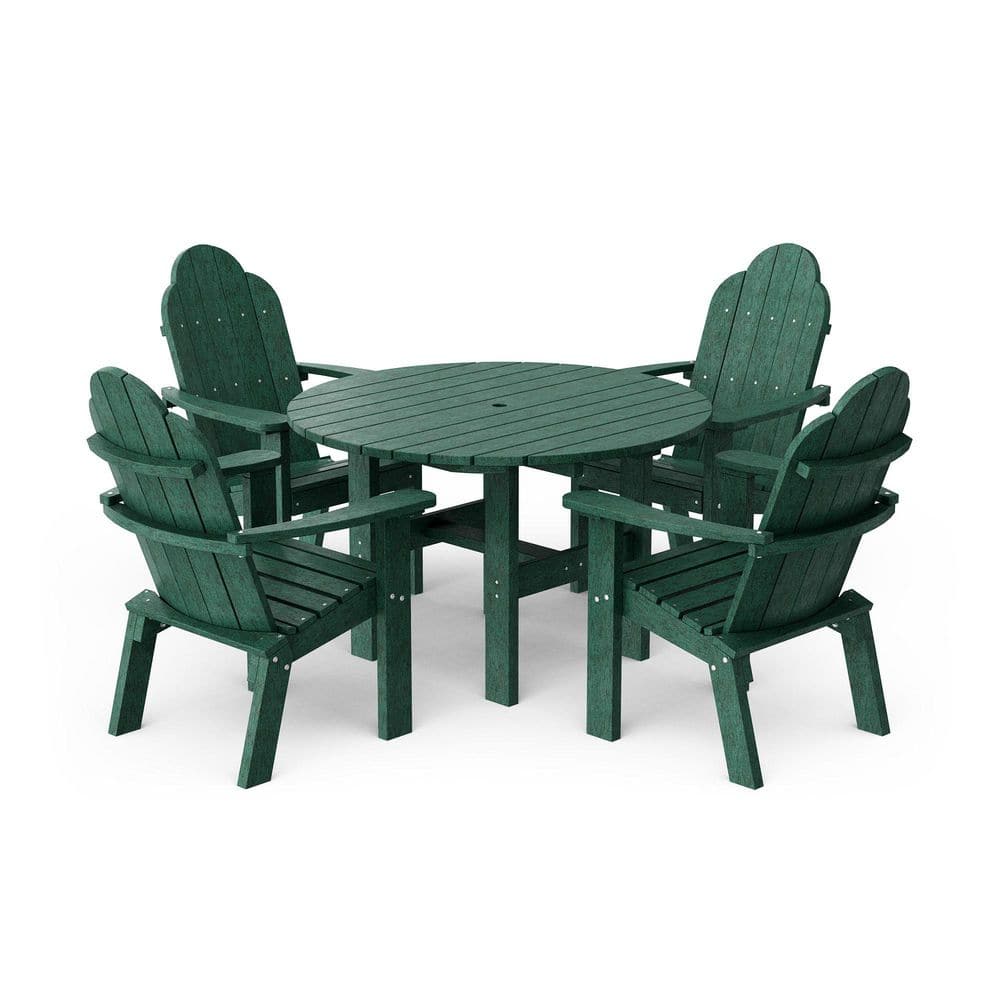 Wildridge Classic Turf Green 5-Piece HDPE Plastic Outdoor Patio Dining ...