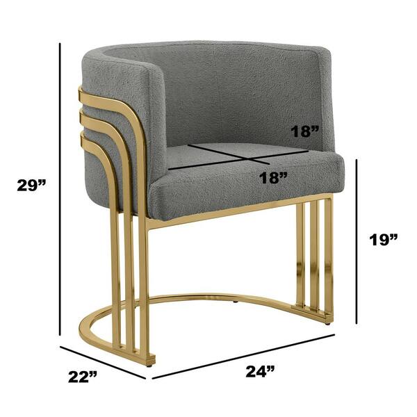 Best Quality Furniture Gray Teddy Fabric Side Chairs with Gold Chrome