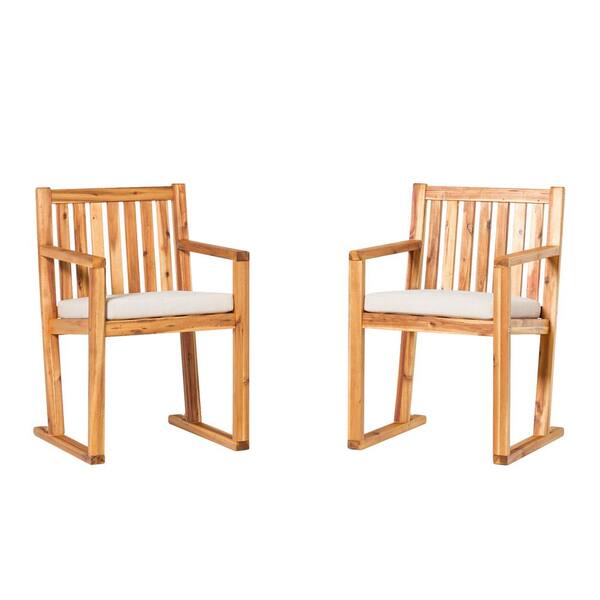 Welwick Designs Natural Modern Slatted Wood Outdoor Dining Chair with ...