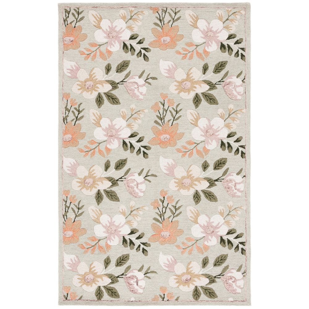 SAFAVIEH Blossom 5 ft. x 8 ft. Sage/Ivory Contemporary Floral Area Rug ...