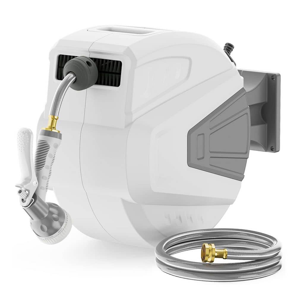 1/2 in x 65 ft. Heavy-Duty Retractable Garden Hose Reel Wall Mounted ...