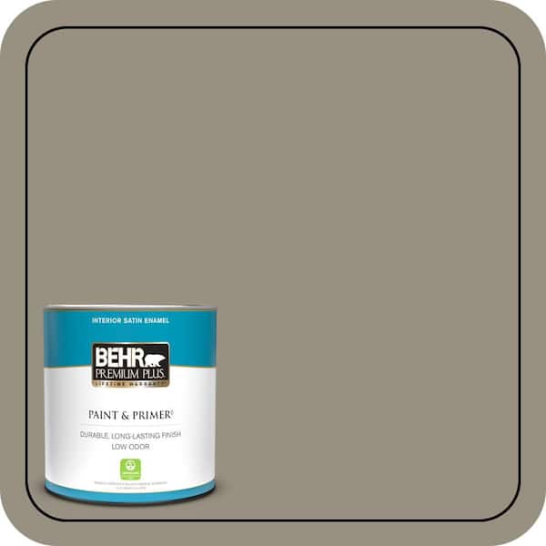BEHR PREMIUM PLUS 1 qt. #N320-5 Gray Squirrel Satin Enamel Low Odor ...