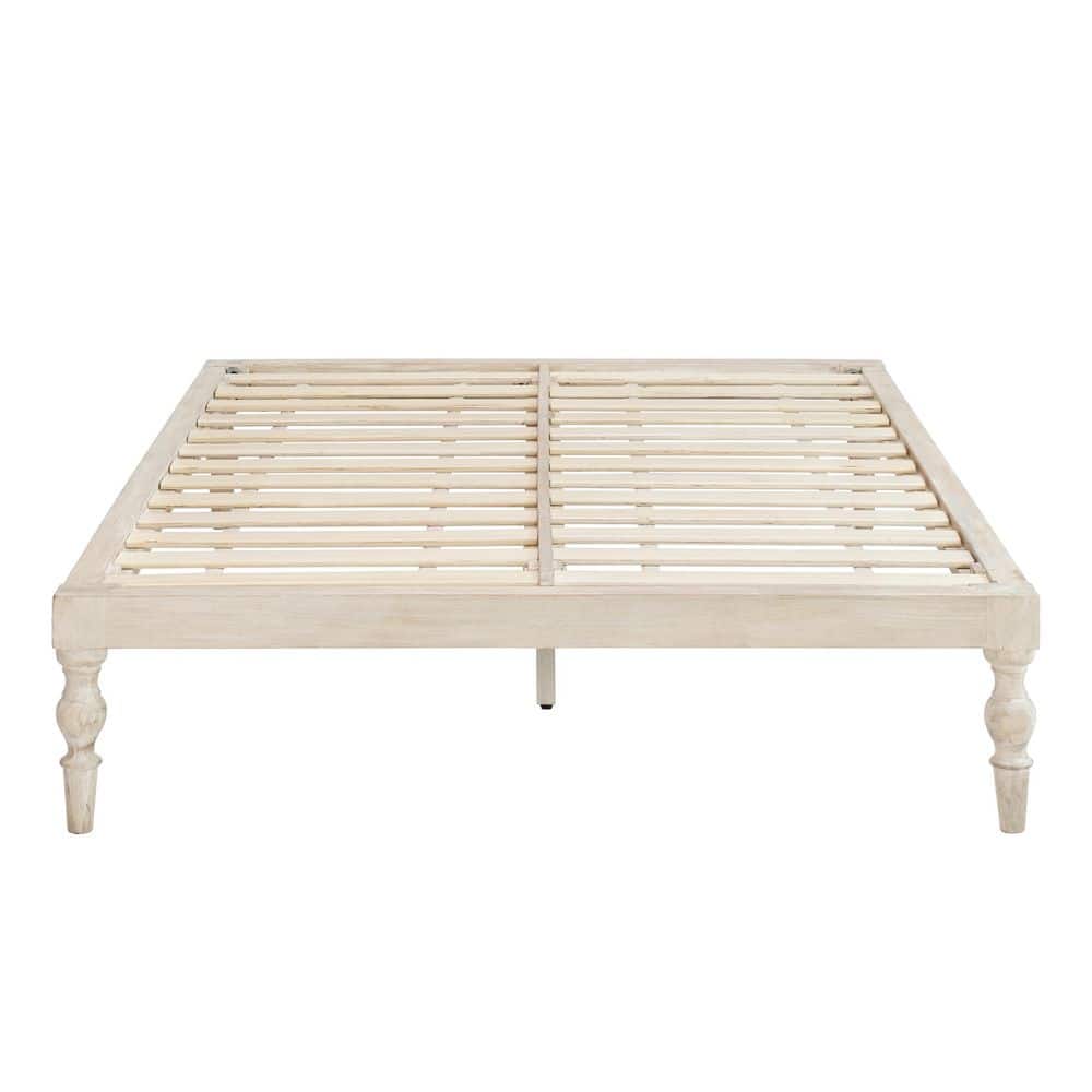 MH LONDON Rhonda Whitewash Wood Frame King Platform Bed MH-BD-11515 ...