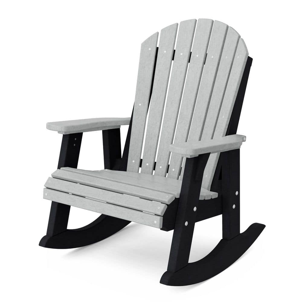 Wildridge Heritage Light Gray and Black Plastic Adirondack Outdoor ...