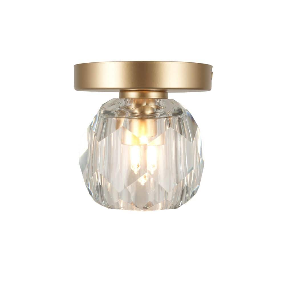 Kenroy Home Cheateau 4.3 in. 1-Light Brushed Gold Flush Mount with ...