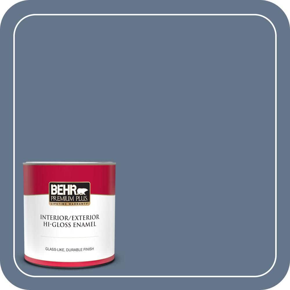 BEHR PREMIUM PLUS 1 qt. #BXC-75 Saltbox Blue Hi-Gloss Enamel Interior ...
