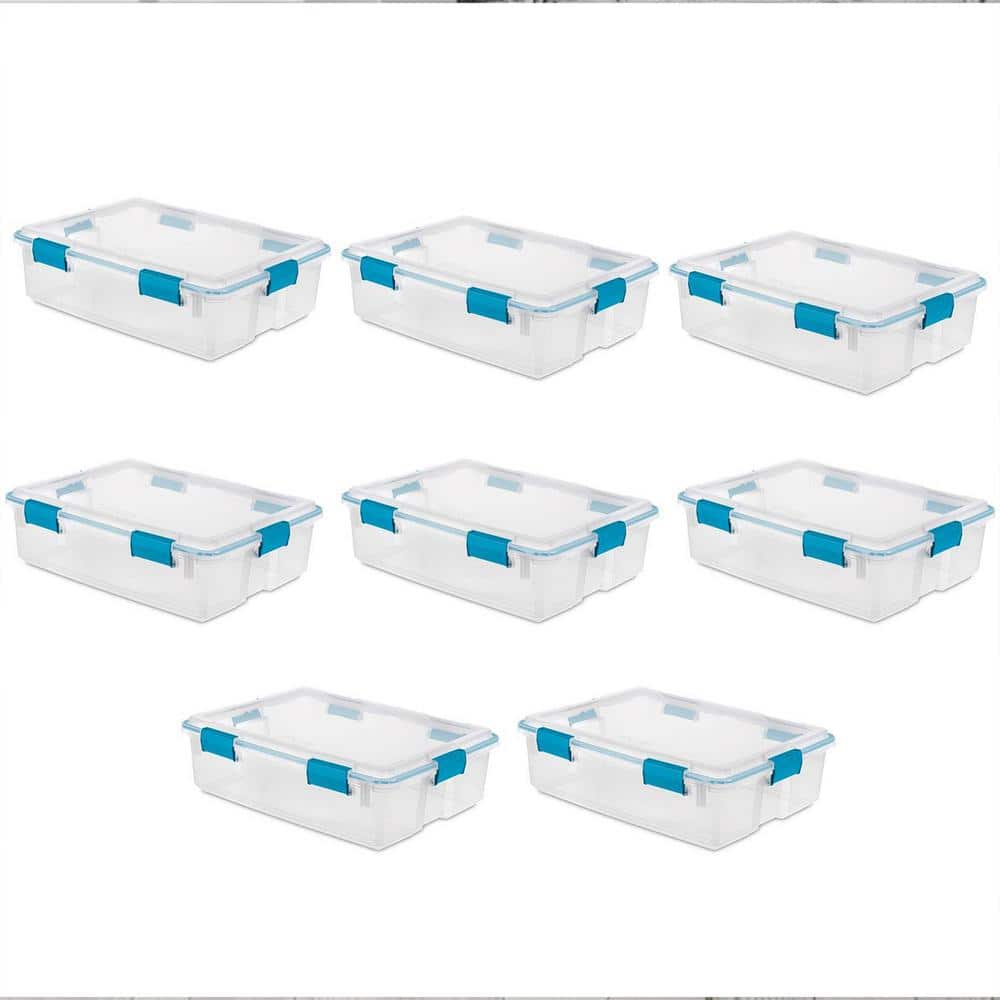 Sterilite 37 qt. Thin Gasket Box Clear Storage Bin Containers, (8-Pack ...