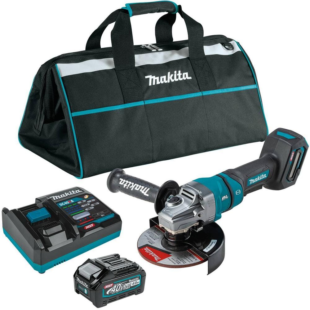 Makita 40-Volt Maximum XGT Brushless Cordless 4-1/2/6 in. Paddle Switch Angle Grinder Kit, with ...