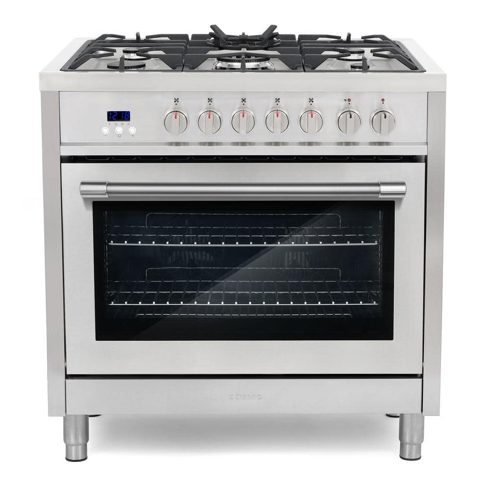 Cosmo 36 in. Stellar Collection 3.8 cu. ft. Dual Fuel Range, 5 Burners ...