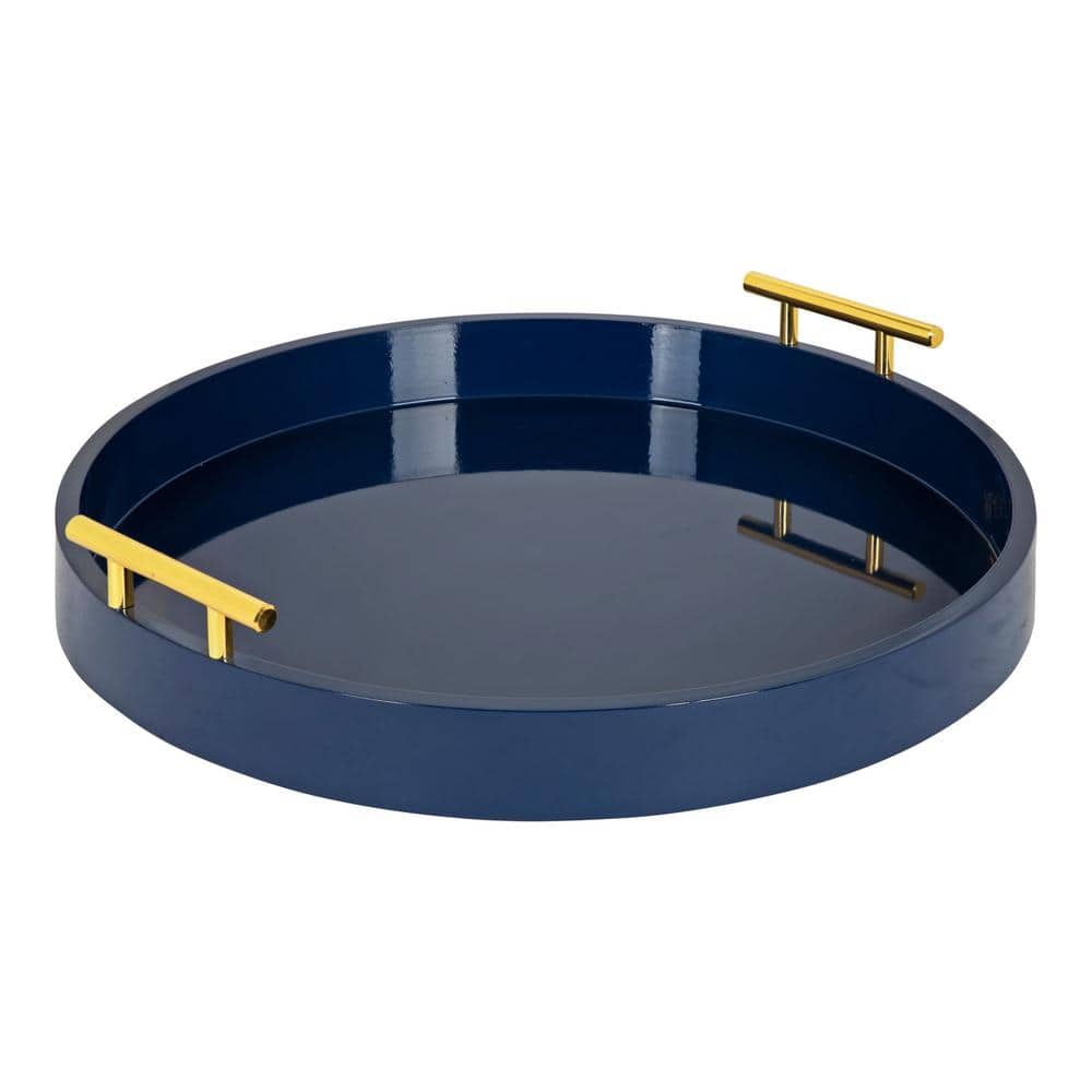 Kate and Laurel Lipton 16 in. x 3 in. x 16 in. Navy Blue Decorative ...