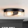 Rennnsan Murphy 2-Light 11.2 in. Black Semi- Flush Mount Light with ...
