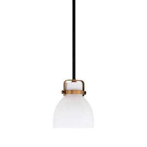 Decatur 60-Watt 1-Light Black and Brass Light Mini Pendant with 5 in ...
