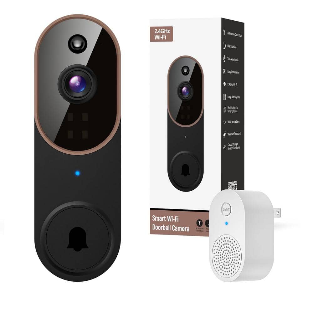 BIBIVIS Brown Wireless Wi-Fi Video Doorbell Camera, AI Motion Detection ...