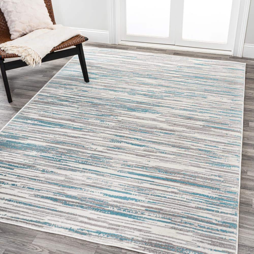 JONATHAN Y Speer Gray/Blue 5 ft. x 8 ft. Abstract Linear Stripe Area ...