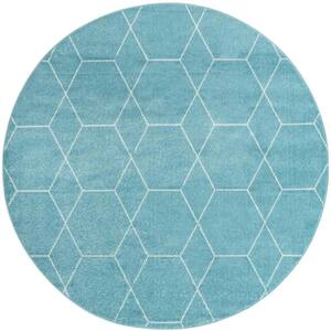 StyleWell Trellis Frieze Light Blue/Ivory Blue 2 ft. x 8 ft. Geometric ...