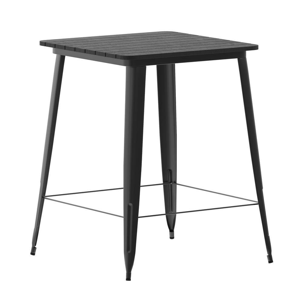 TAYLOR + LOGAN 32 in. Square Black Plastic 4-Leg Dining Table with ...