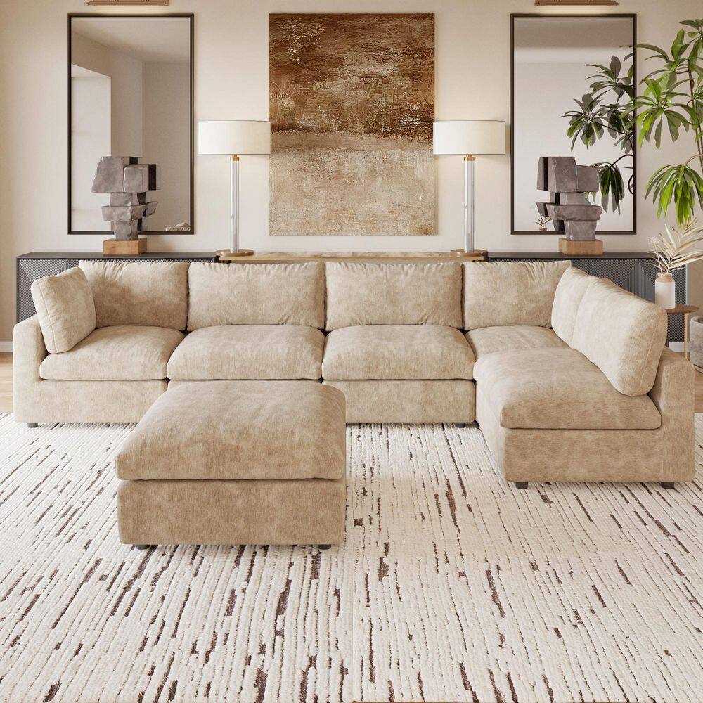 Magic Home Sofa Covers Washable, 134 in. Square Arm Chenille Laswon ...