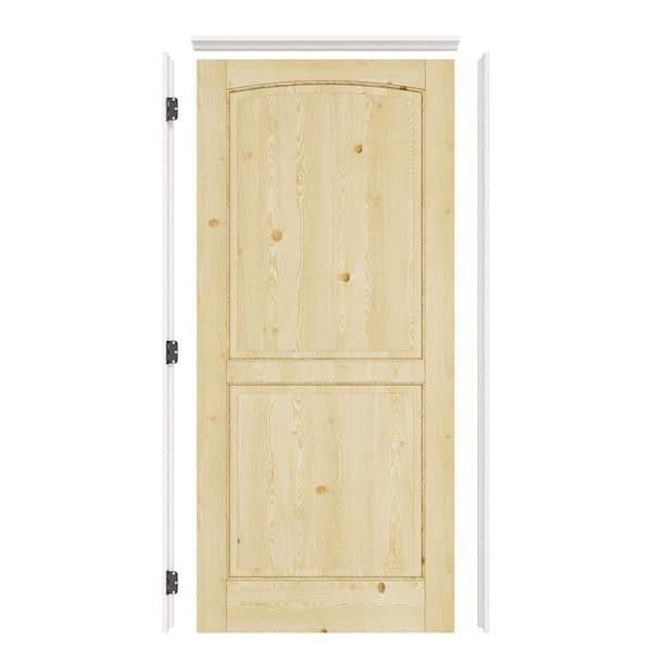 36 in. x 80 in. 2-Panel Right Solid Core Unfinished Pine Wood Single ...