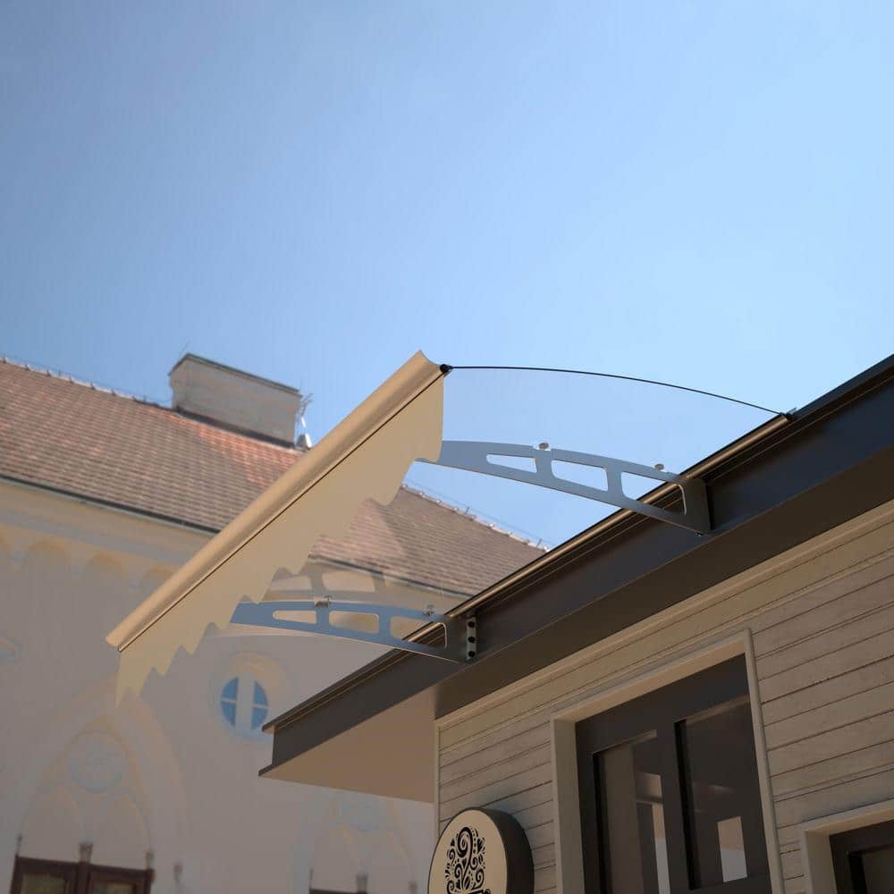 Tunearary 47 in. x 34 in. Aluminum Door and Window Awning with Clear ...