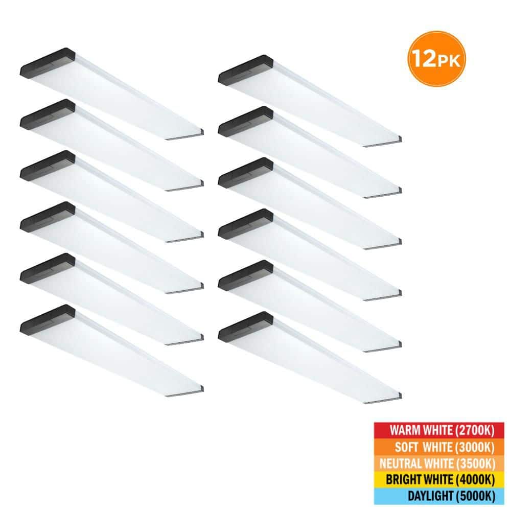Commercial Electric 12-Pack 46 in. x 10 in. LED Flush Mount Ceiling ...