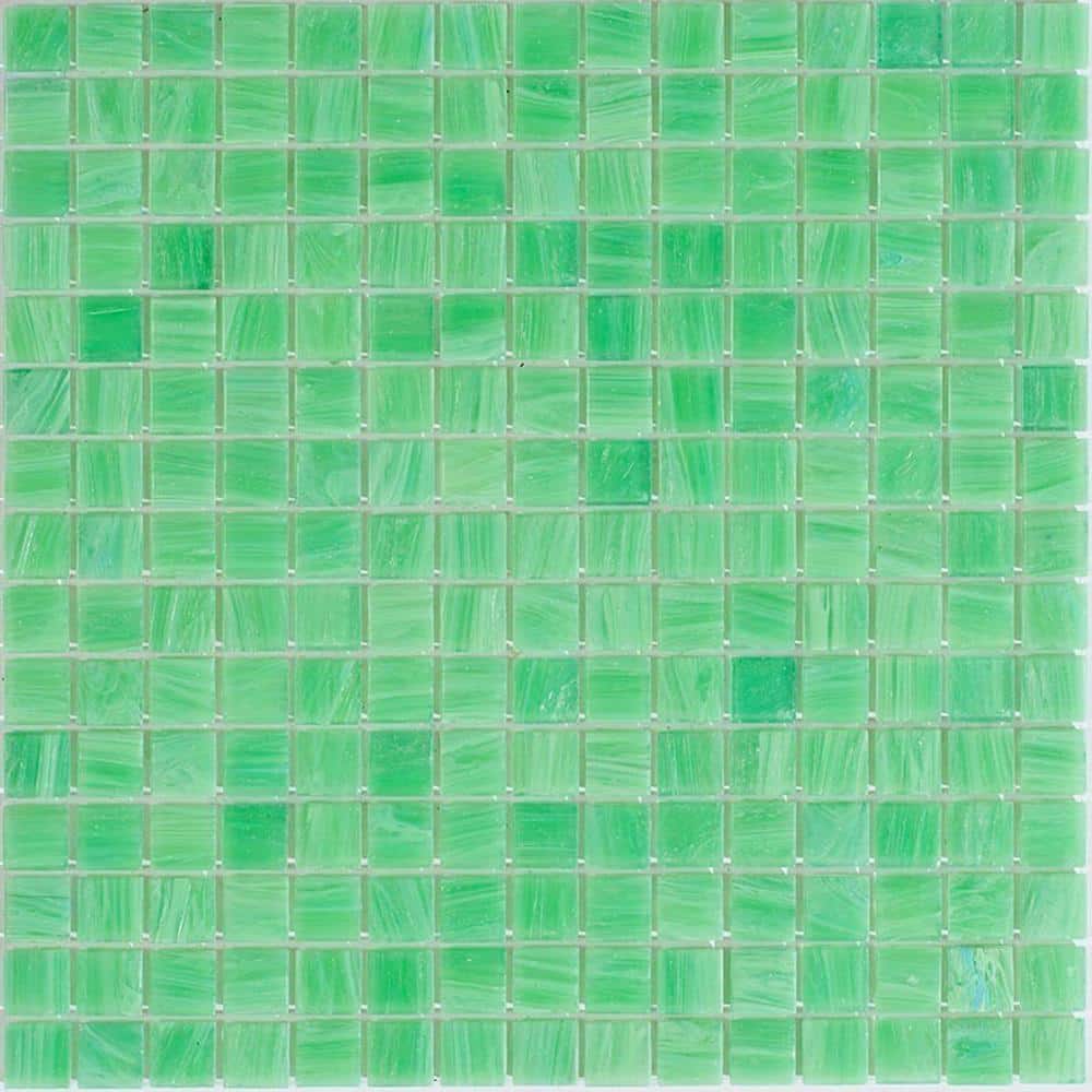 Apollo Tile Celestial Glossy UFO Green 12 in. x 12 in. Glass Mosaic ...