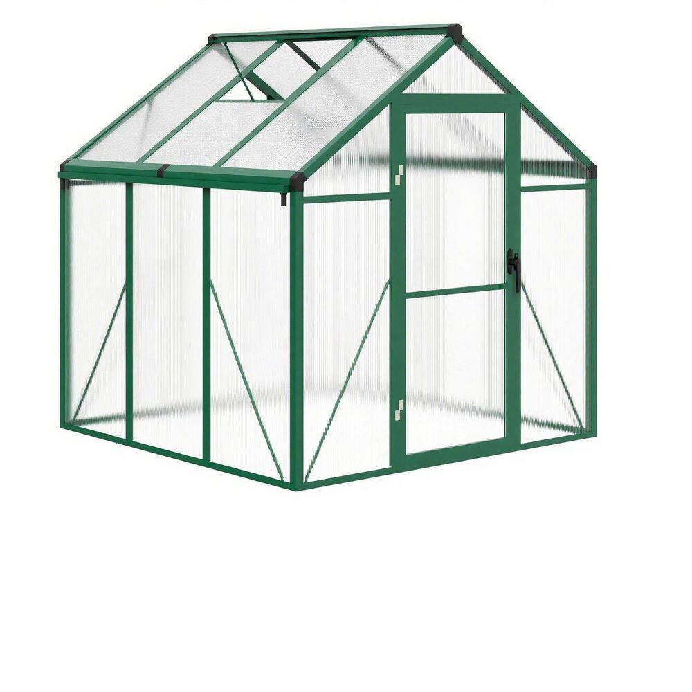 6 ft.W x 6 ft.D x 6.3 ft. H Green Aluminum Walk-in Outdoor Greenhouse ...
