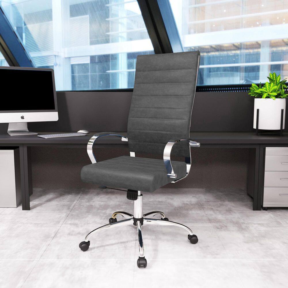 Leisuremod Benmar High Back Leather Office Chair Adjustable Ergonomic ...