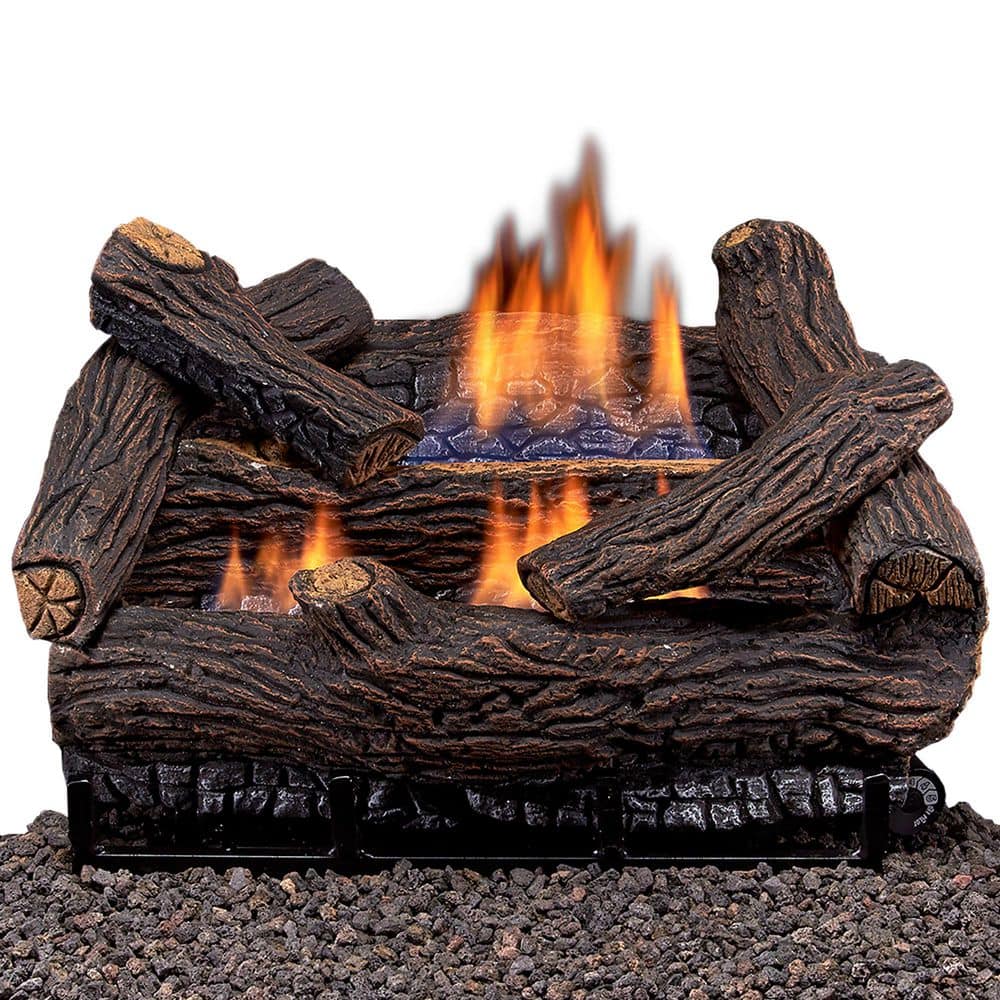 Duluth Forge 18 in. Stacked Red Oak Vent Free Indoor Propane Gas Log ...