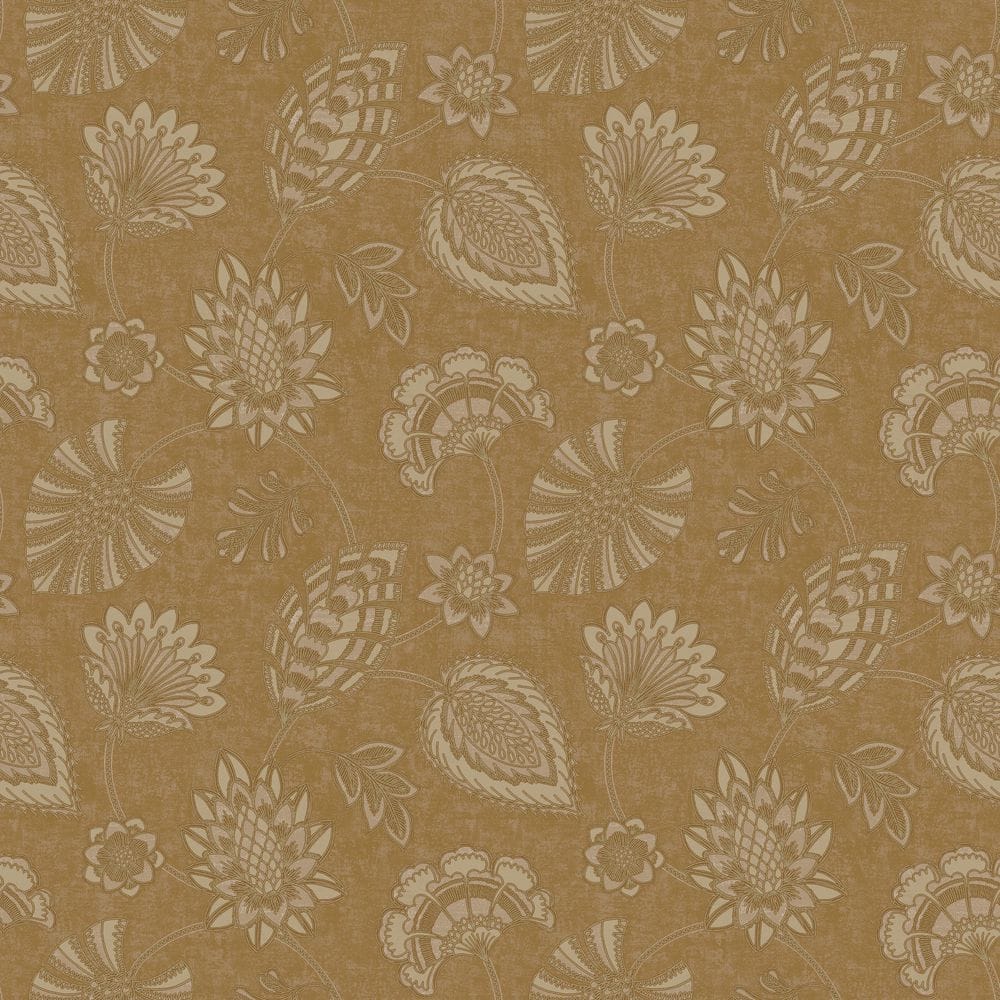Elegance Collection Gold Flower Fan Sheen Finish Non-Pasted Non-Woven ...