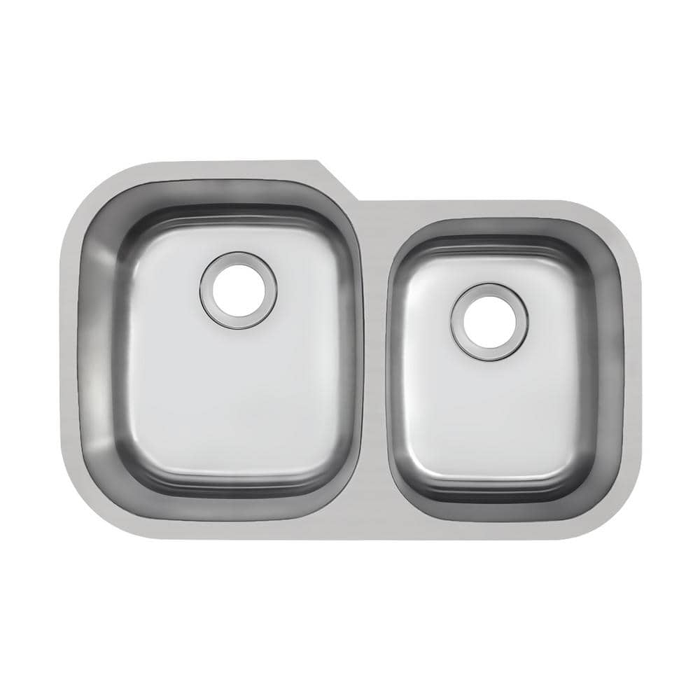 CHESHIRE 31.5 in. Undermount 60/40 Double Bowl 16 Gauge Stainless Steel ...