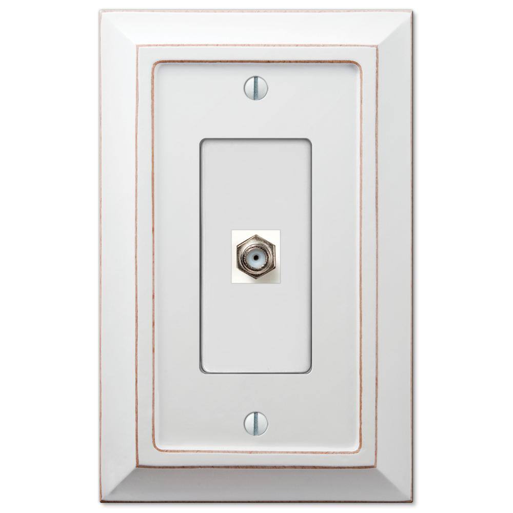 AMERELLE Savannah 1 Gang Coax Wood Wall Plate - White 4040CXDW - The ...