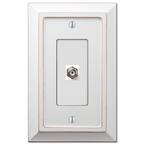 AMERELLE Savannah 1 Gang Coax Wood Wall Plate - White 4040CXDW