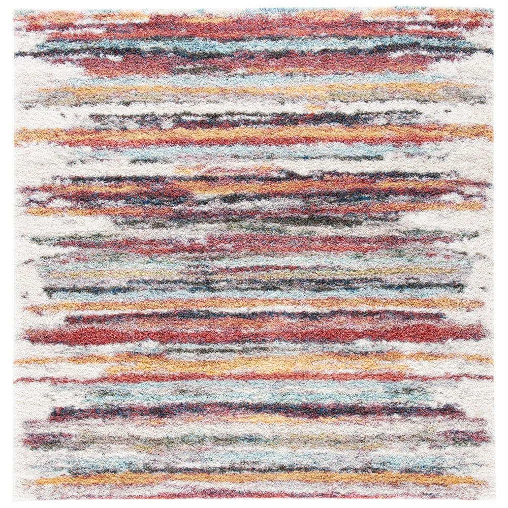 SAFAVIEH Calista 5 ft. x 5 ft. Rust/Gold Abstract Striped Square Area ...