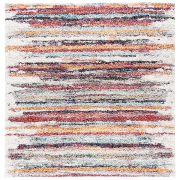 SAFAVIEH Calista 5 ft. x 5 ft. Rust/Gold Abstract Striped Square Area ...