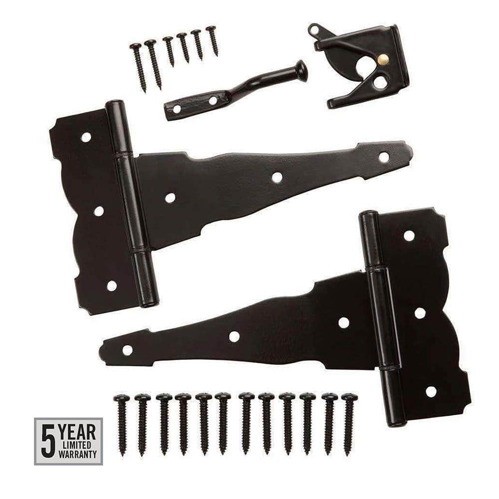 Everbilt Black Stainless Steel Decorative Gate Hinge and Latch Set ...