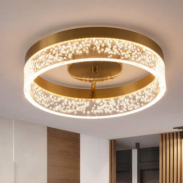Genoci 11.65 in. 20-Watt Modern Gold Dimmable Integrated LED Flush ...