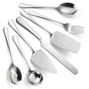 7-Piece Gold Stainless Steel Flatware Serving Set Catering Utensils ...