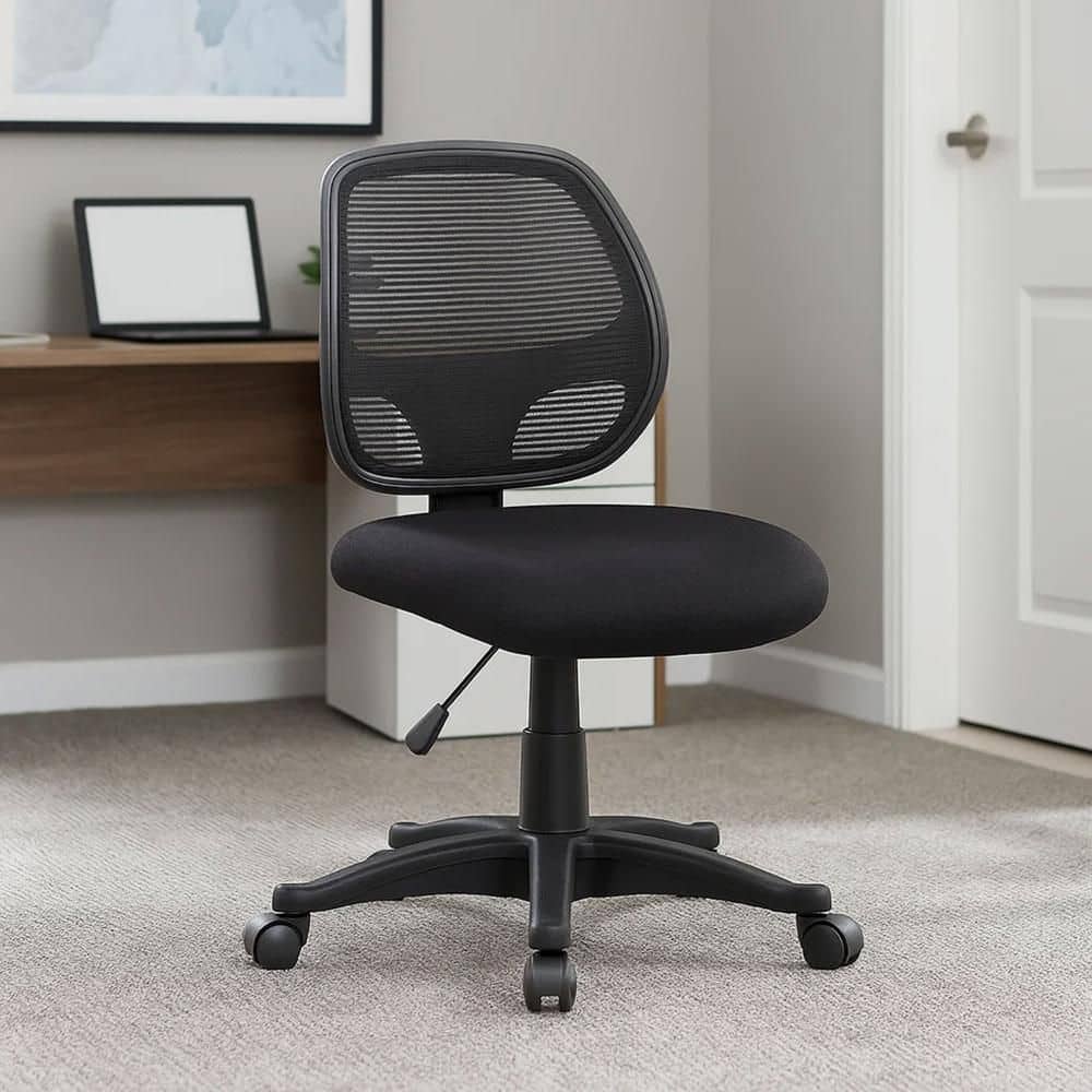 Benjara Maya Mesh Rolling Task Chair in Black without Arms BM344584 ...