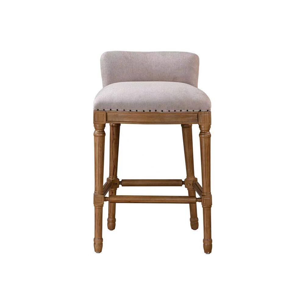 Boraam Francesca 30 in. Product Height Natural/Tan High Back Linen and ...