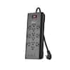 Commercial Electric 6 ft. 12-Outlet Black Surge Protector with USB LTS ...