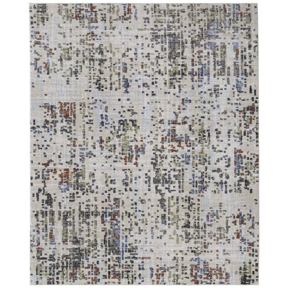HomeRoots 9 ft. x 13 ft. Ivory, Green, Blue Abstract Area Rug ...