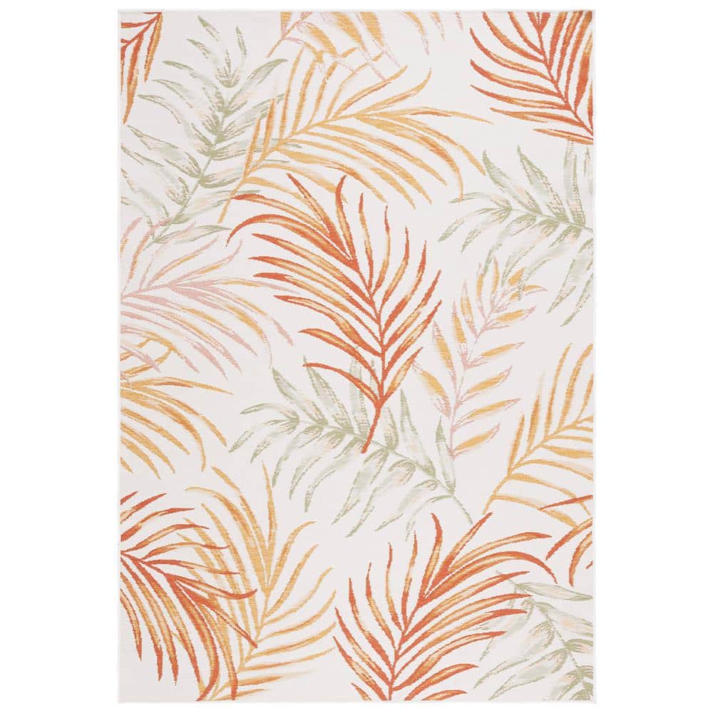 SAFAVIEH Sunrise Ivory/Rust Sage 4 ft. x 6 ft. Oversized Tropical ...