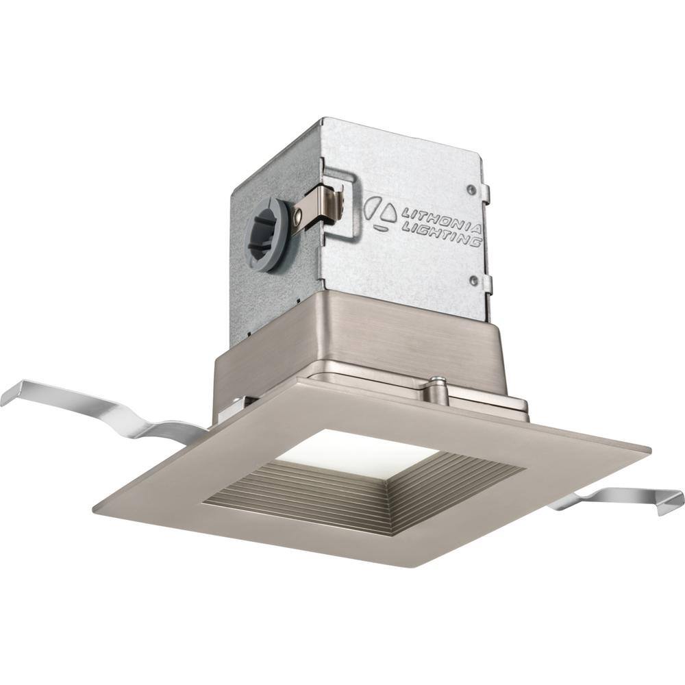 Lithonia Lighting OneUp Square 4 in. Brushed Nickel Integrated LED ...