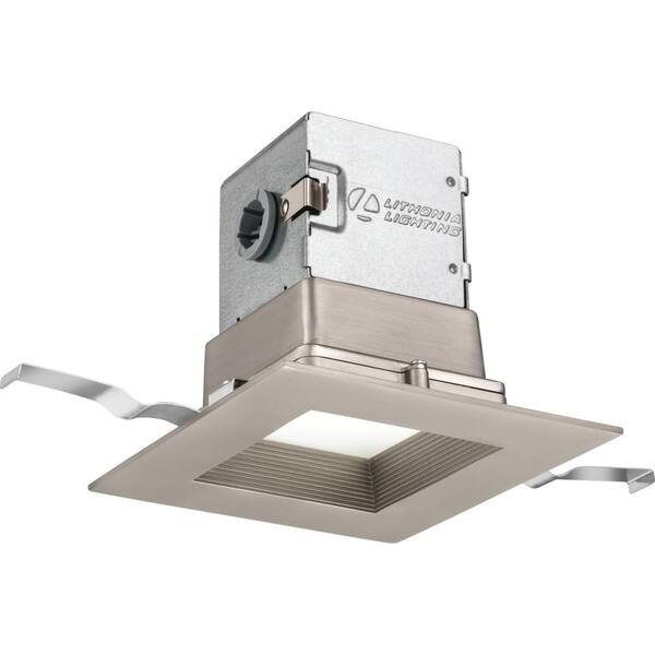 Lithonia Lighting OneUp Square 4 in. Brushed Nickel Integrated LED ...